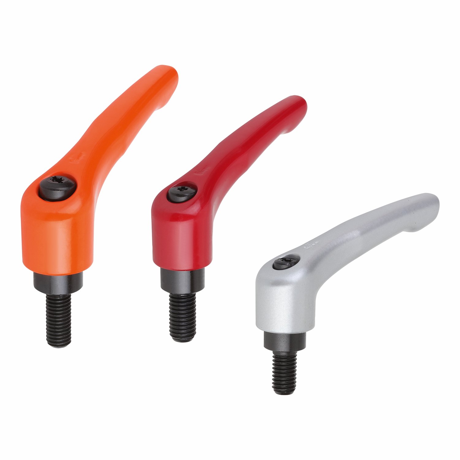 K0122 Clamping levers, die-cast zinc, with external thread, satin ...
