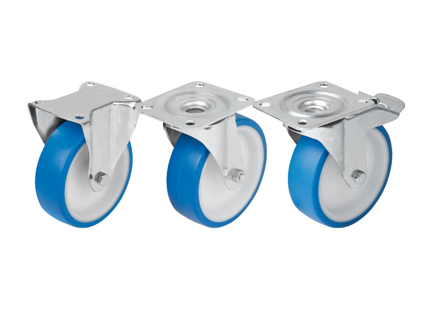 K1775 Swivel and fixed castors steel plate, for sterile areas
