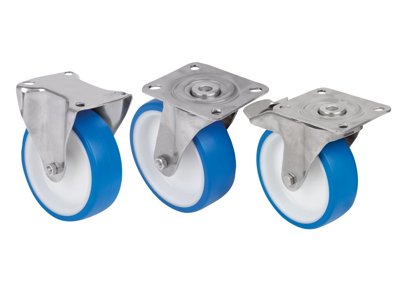 K1790 Swivel and fixed castors stainless steel, for sterile areas