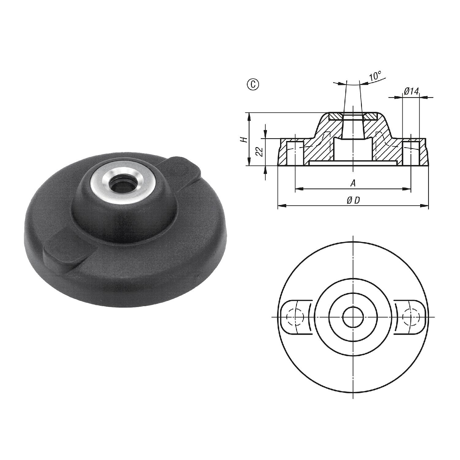K0424 Levelling feet plates plastic, heavy-duty version - Steel-Smith