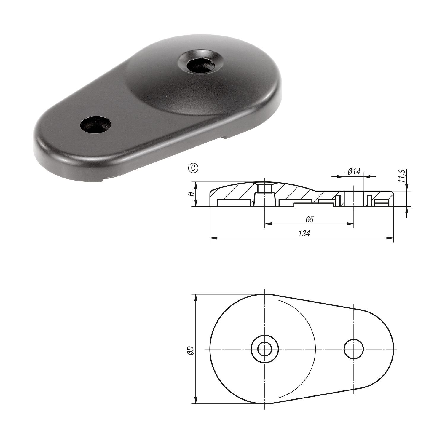 K0426 Levelling feet plates extended die-cast zinc - Steel-Smith
