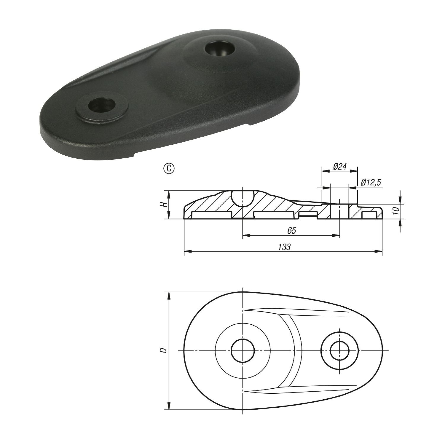 K0654 Swivel feet plates extended plastic - Steel-Smith